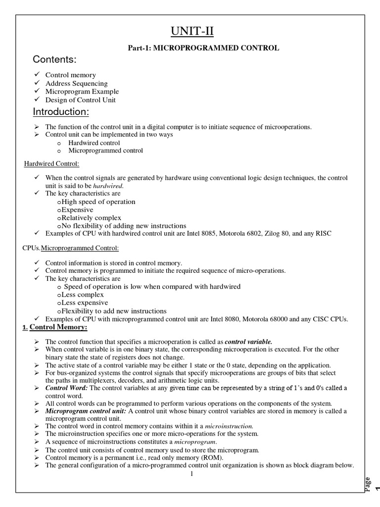 Unit 2 (Coa) Notes | PDF