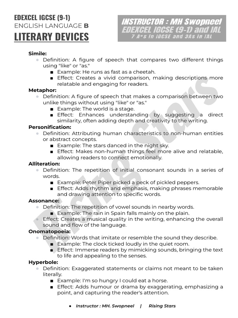 Literary Devices | PDF | Human Communication | Linguistics