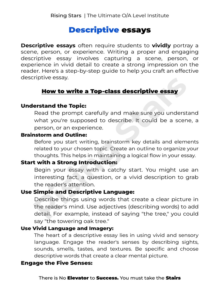 Descriptive Essay | PDF | Essays | Experience