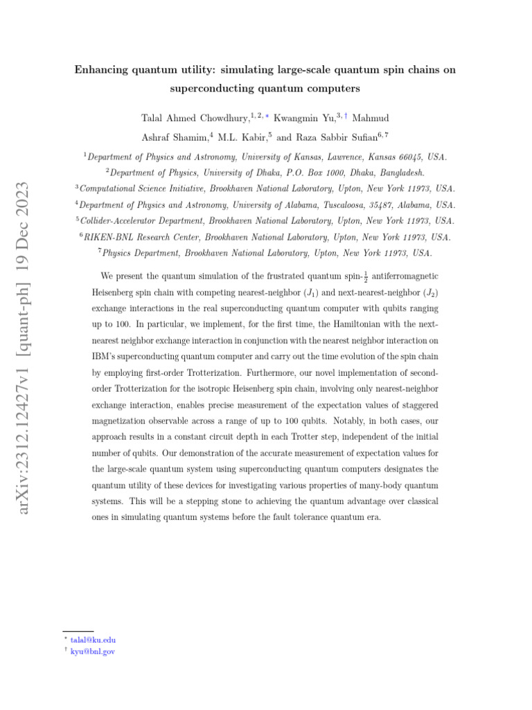 Enhancing Quantum Utility: Simulating Large-Scale Quantum Spin Chains On Superconducting Quantum ...