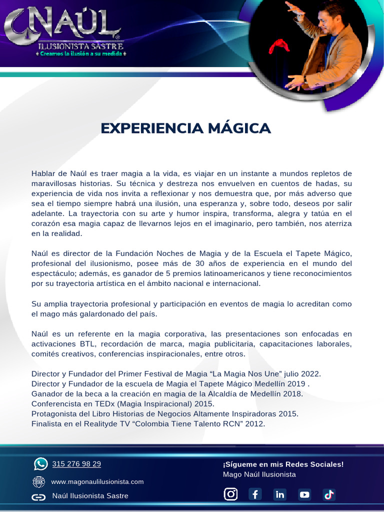 Mago Naúl: Ilusionismo y Experiencia | PDF | Magia (Ilusion) | America ...
