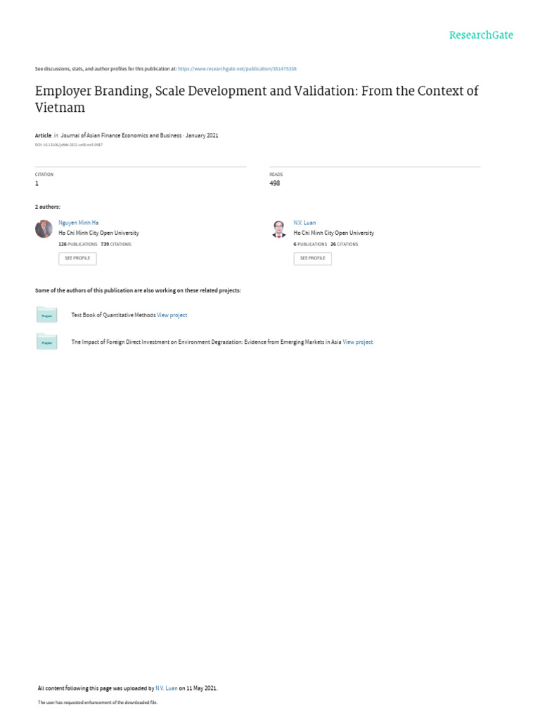 Employer Branding Scale Developmentand Validation Fromthe Contextof ...