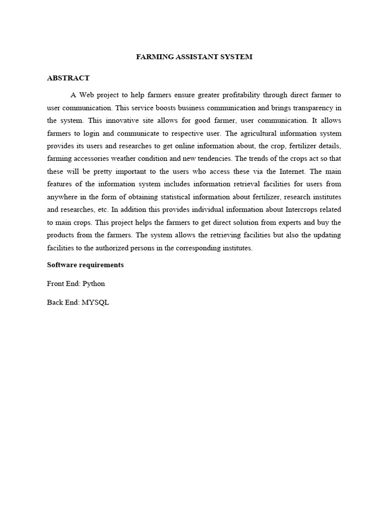 Farming Assistant System Pdf