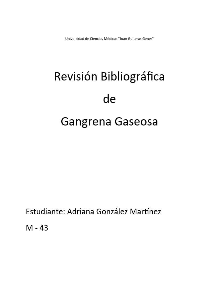 Gangrena Gaseosa: Causas y Síntomas | PDF