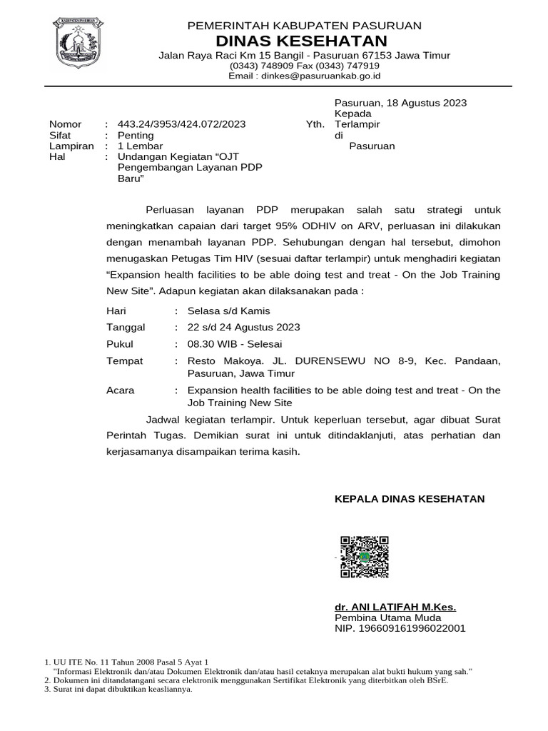 OJT Layanan PDP Baru Pasuruan | PDF