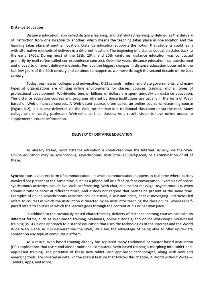 Distance Education | PDF
