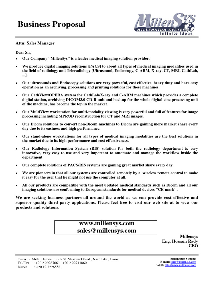 Millensys Business Proposal en | PDF | Medical Imaging | Computing
