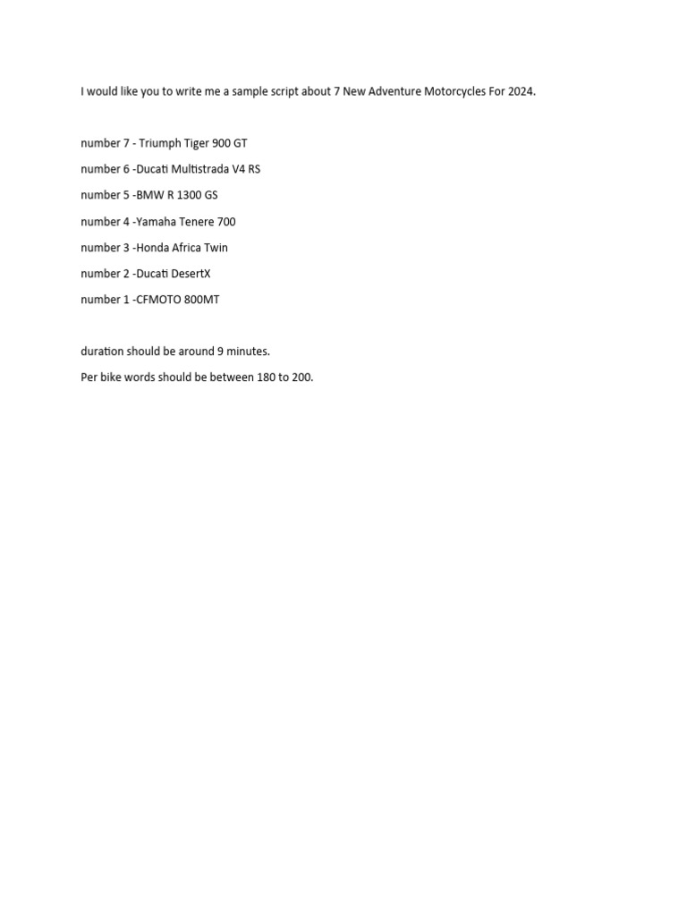 I Would Like You To Write Me A Sample Script About 7 New Adventure ...