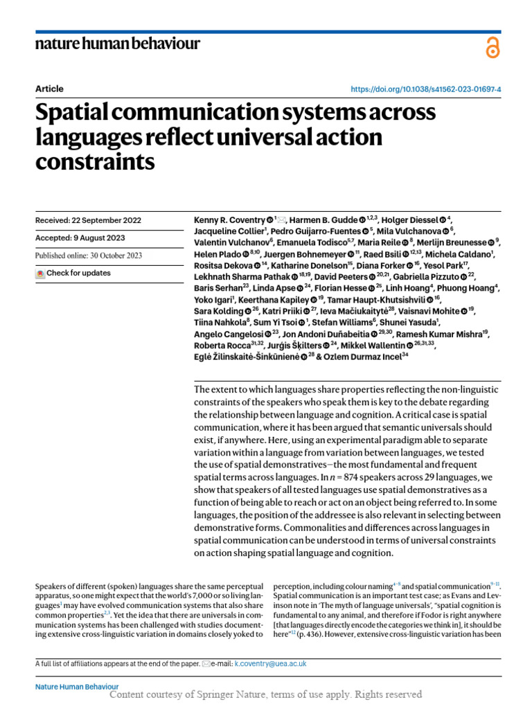Spatial Communication Systems Across Languages Ref | PDF | Perception ...