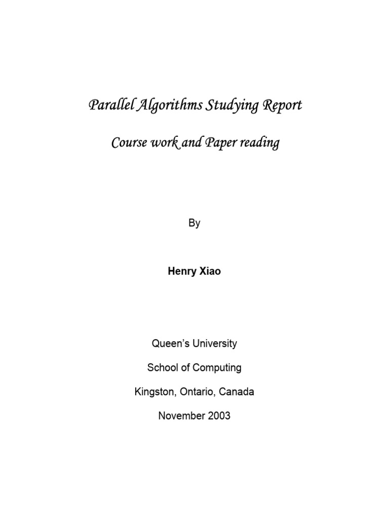 Parallel Algorithms Studying Report: Course Work and Paper Reading | PDF