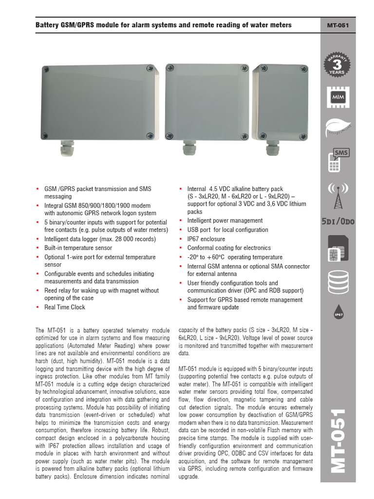 Battery GSM/GPRS Module for Telemetry | PDF | General Packet Radio Service | Gsm