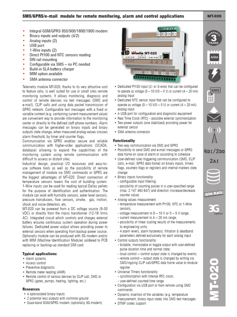 Inventia MT-020 Datasheet | PDF