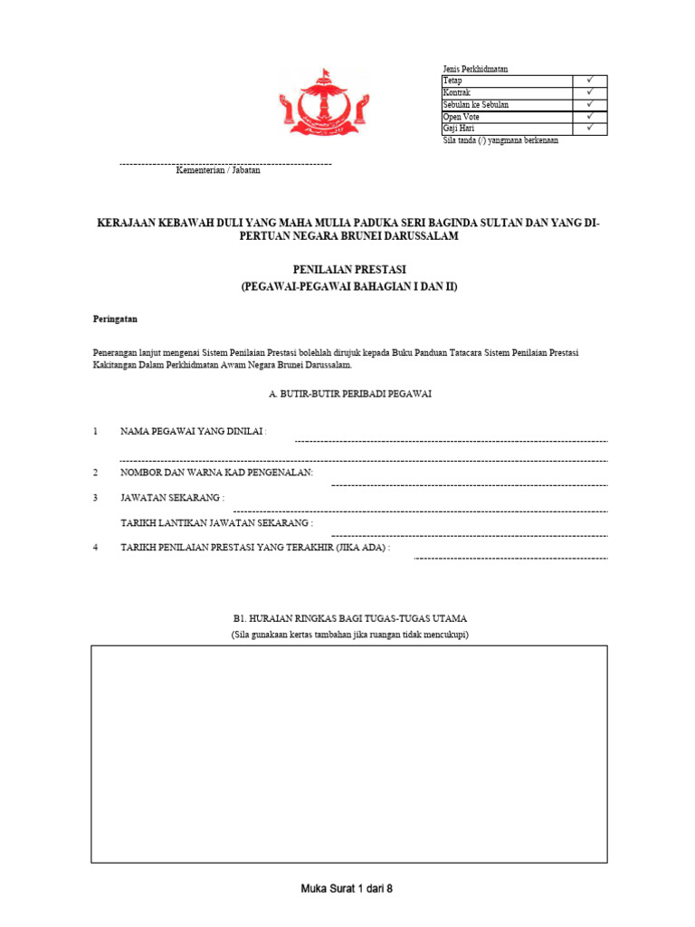 Borang Penilaian Prestasi I II | PDF