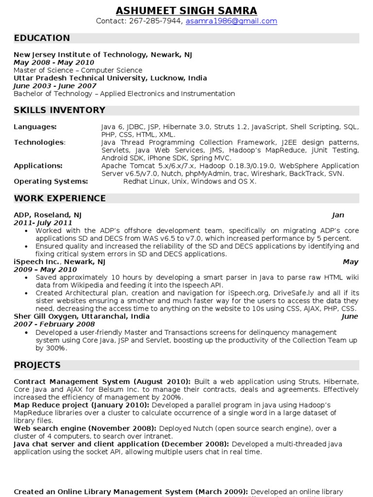 Ashu Singh's Resume | PDF | Apache Hadoop | Map Reduce