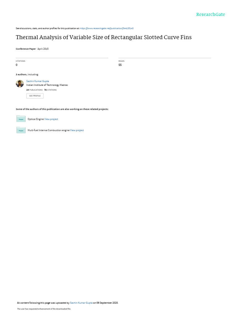 Thermal Analysisof Variable Sizeof Rectangular Slotted Curve Fins | PDF ...
