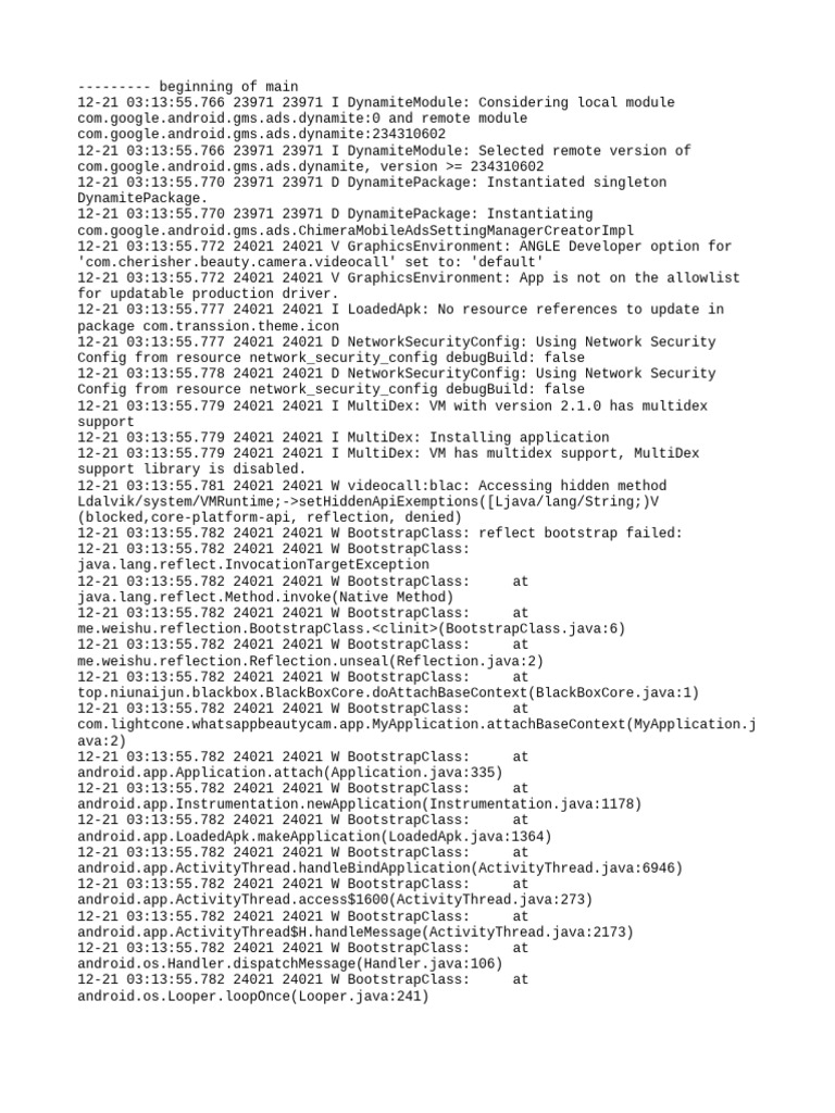 Android App Debug Log Analysis | PDF | Java (Programming Language ...