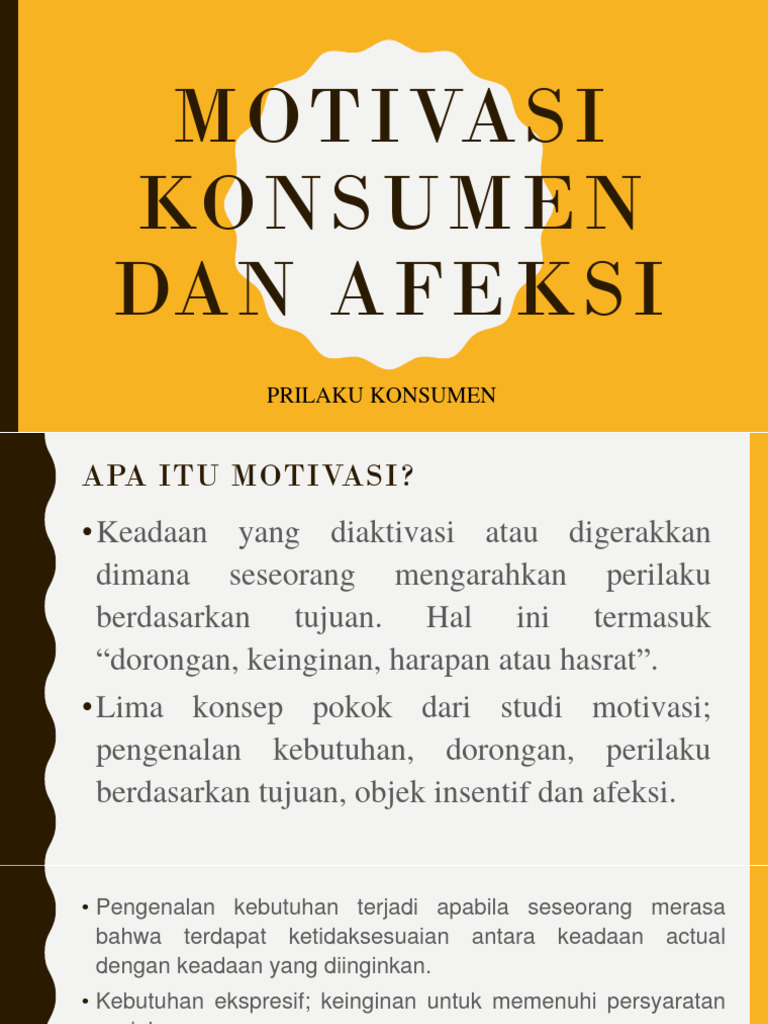 Motivasi Konsumen Dan Afeksi - Perilaku Konsumen | PDF