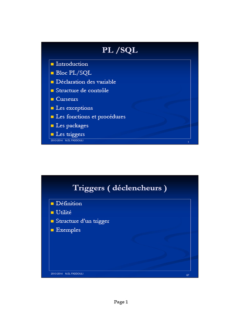 Définition et Utilité des Triggers PL/SQL | PDF | PL/SQL | SQL