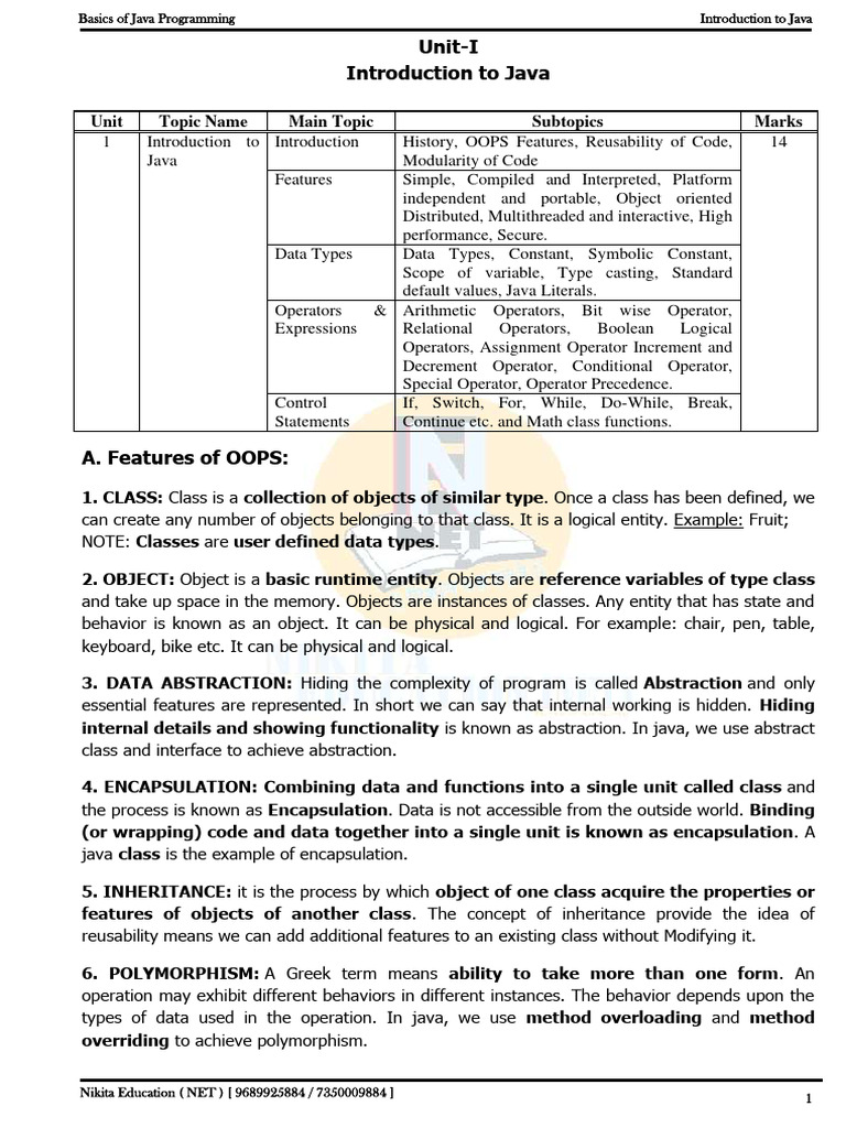 Java Notes (Class) | PDF
