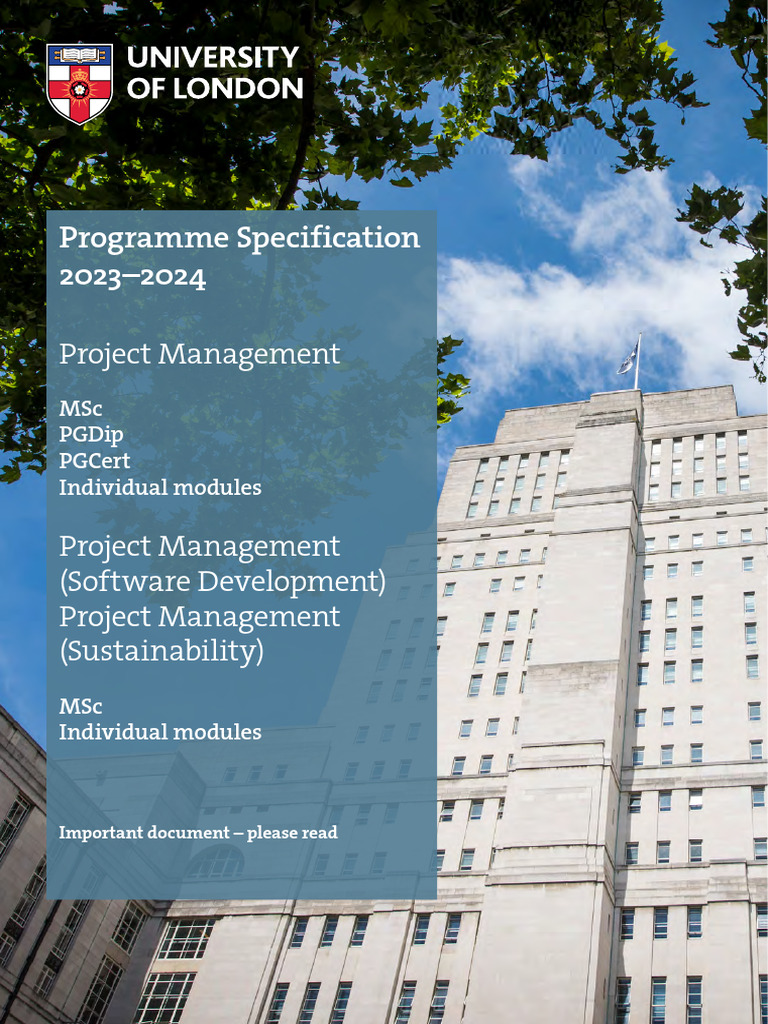 Progspec MSC Projectmanagement | PDF | Project Management | Master's Degree