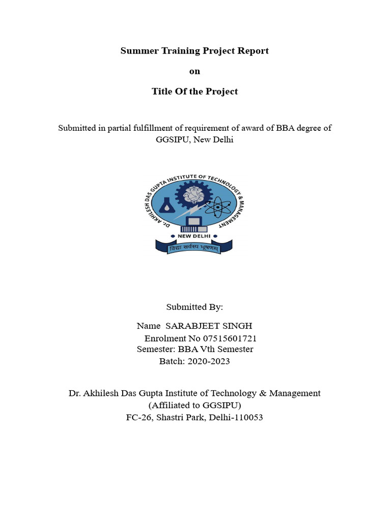 A SUMMER TRAINING PROJECT REPORT - Docx (1) (1) 1 | PDF | Educational ...