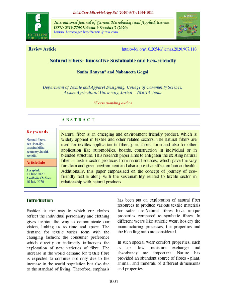 Sustainable Natural Fibers in Textiles | PDF