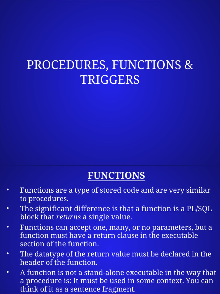 6 Procs&Funcs&Triggers | PDF | Teaching Methods & Materials | Computers