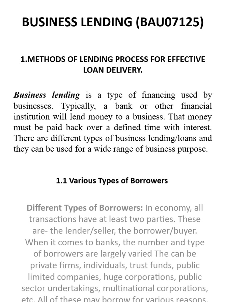 Business Lending Module 1. 2 | PDF | Loans | Banks Business Lending Module 1. 2 | PDF | Loans | Banks
