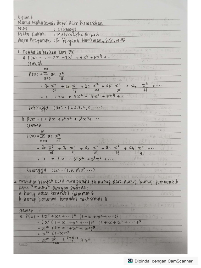 Hefri Noer Ramadhan - 22030093 - Ujian 2 Matematika Diskrit | PDF