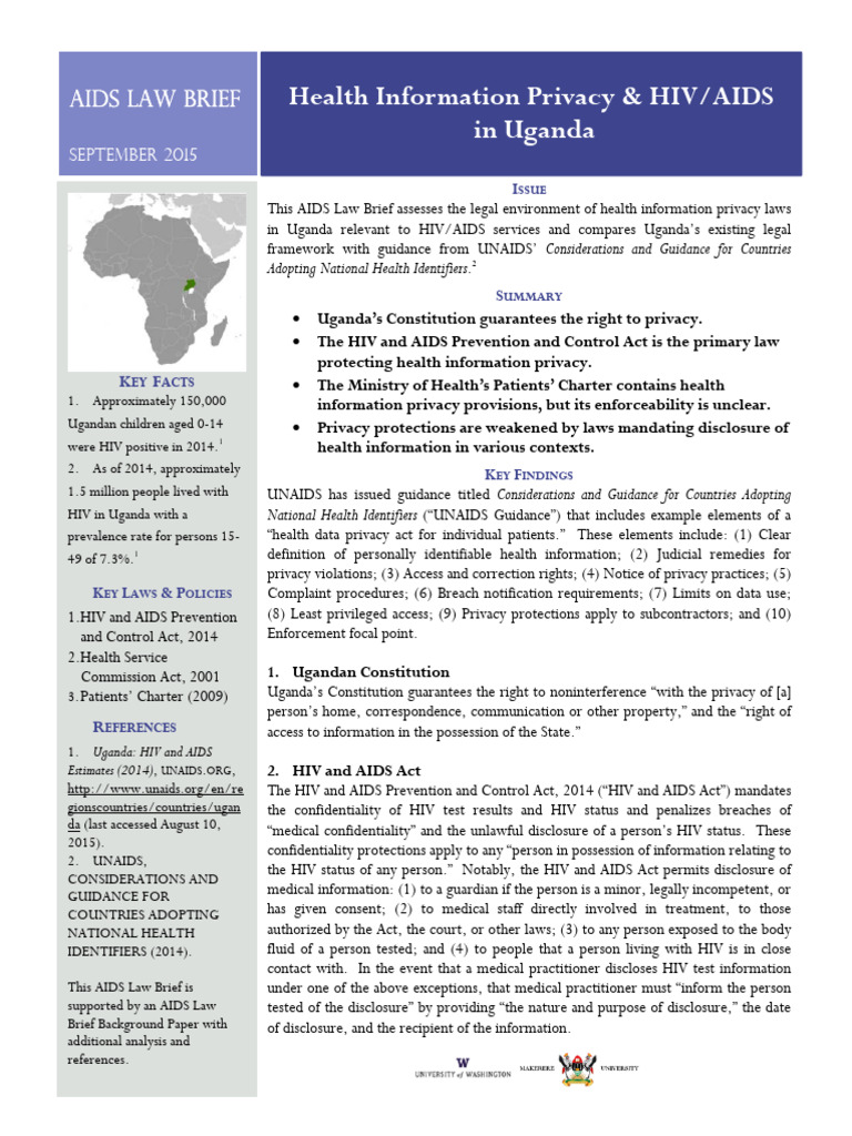 AIDS Law Brief-Health Information Confidentiality in Uganda | PDF ...