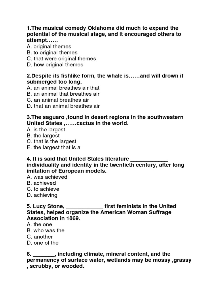 English Grammar Multiple Choice Answers | PDF | Adjective | Verb