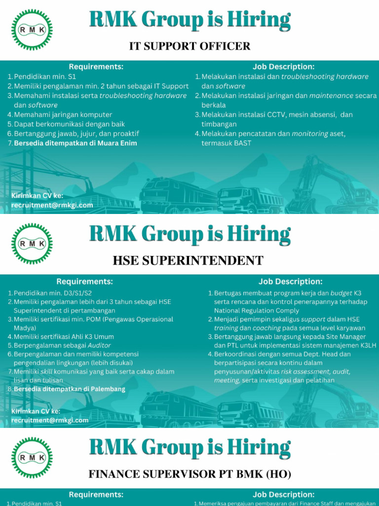 Lowongan RMK Group | PDF