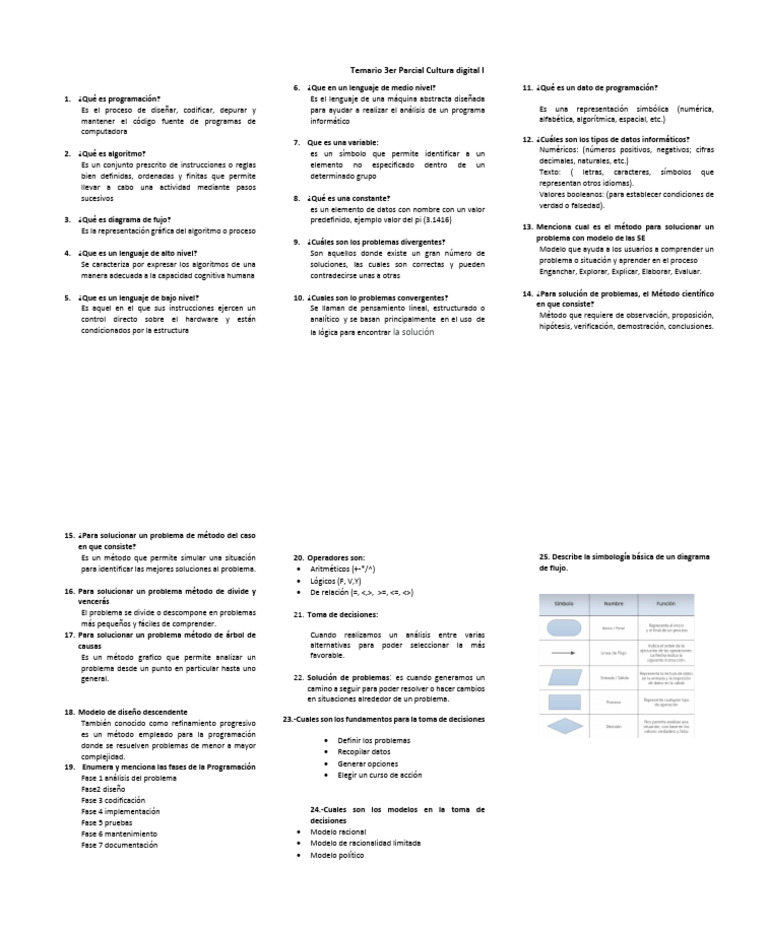 Temario Del 3er Parcial CD | PDF | Algoritmos | Lenguaje de programación