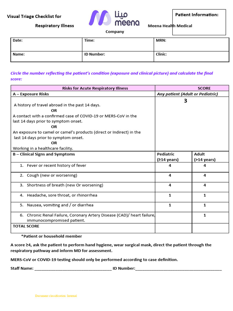 Visual Triage Form | PDF | Respiratory Diseases | Health Care