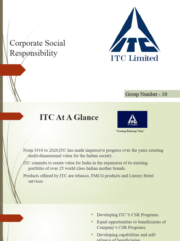 Corporate Social Responsibility (ITC Limited) | PDF | Corporate Social Responsibility | Poverty ...