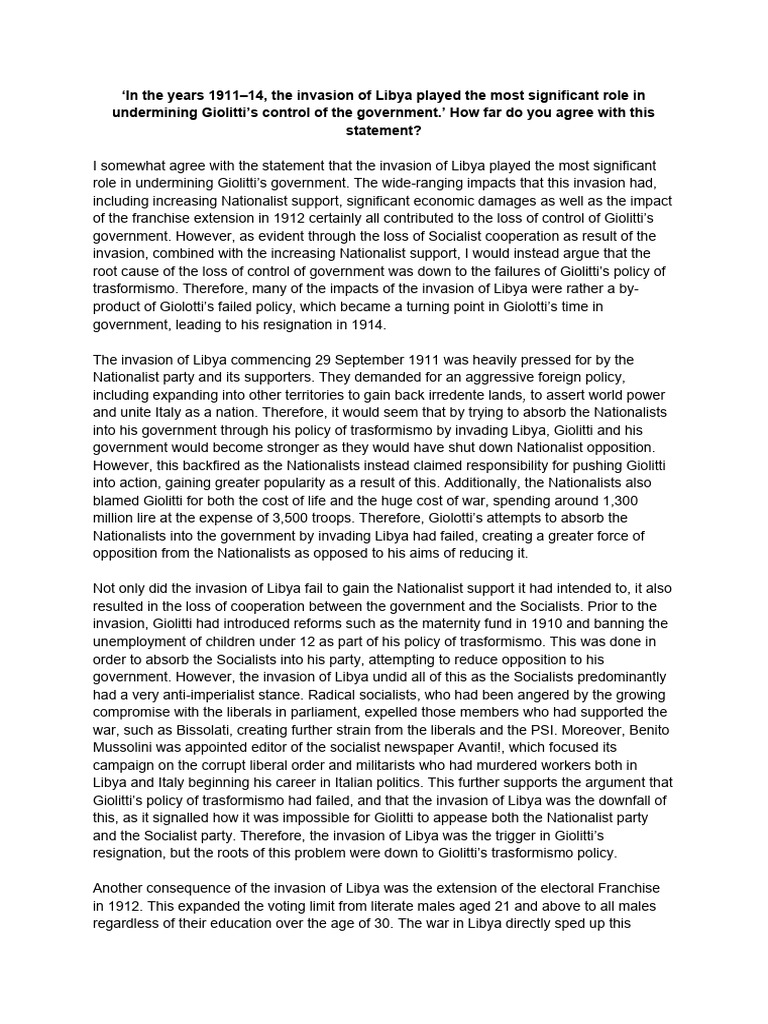 Italy Essay | PDF | Ideologies | Political Theories