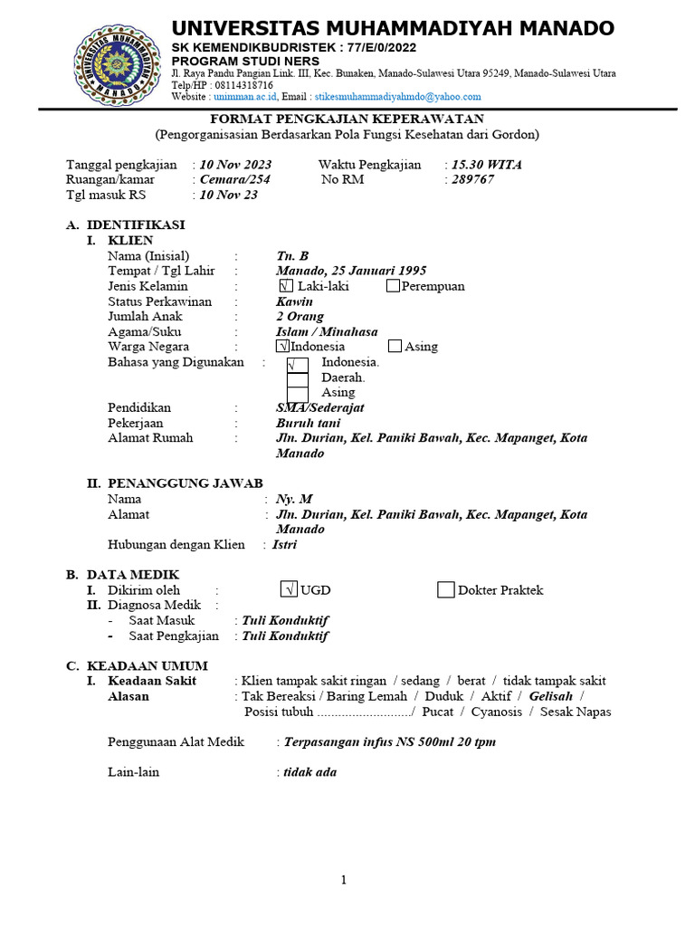 Pengkajian Tuli Konduktif | PDF