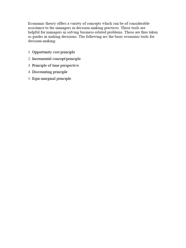 Economic Management Principles - Explanation and Illustration | PDF ...