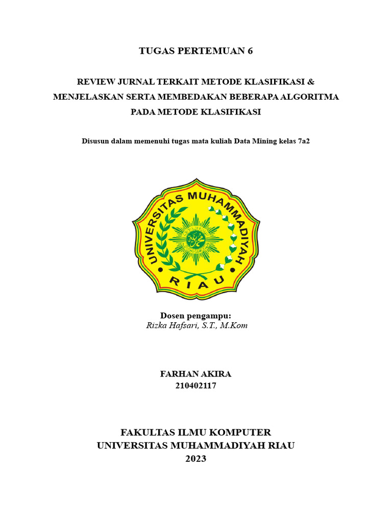 Tugas Pertemuan 6 Data Mining | PDF | Seni | Komputer