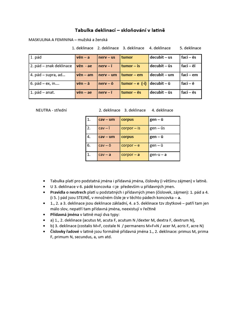 Tabulka Skloňování | PDF