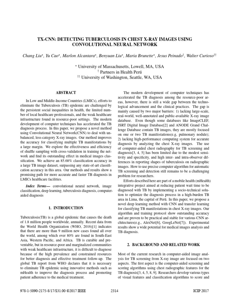 Detecting Tuberculosis in Chest X-Ray Images Using | PDF | Deep Learning | Cognition