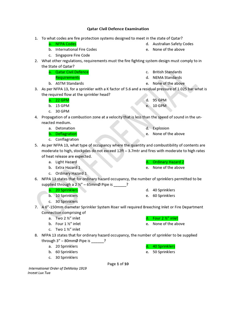 Qatar Civil Defence Examination | PDF | Fire Sprinkler System ...