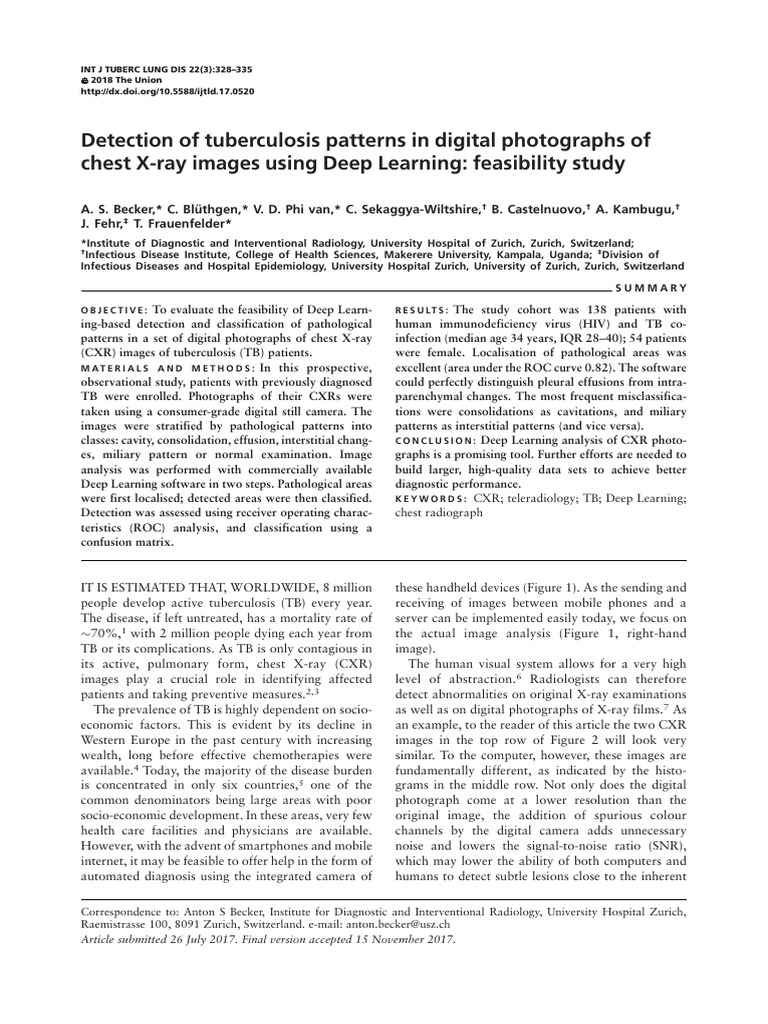 Detection of Tuberculosis Patterns in Digital Photographs of | PDF