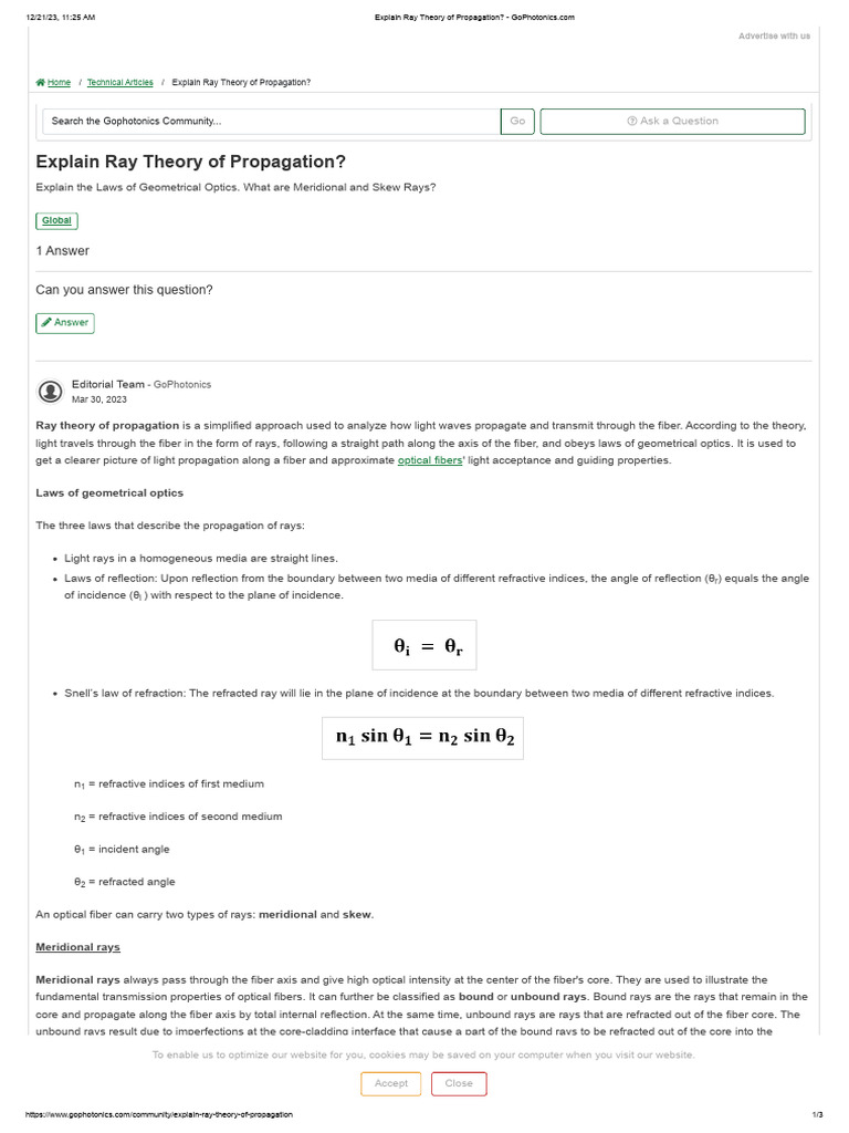 Explain Ray Theory of Propagation | PDF | Optical Fiber | Transmission ...