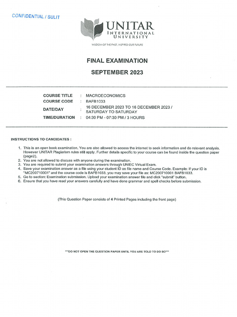 Bafb1033 Macroeconomics Pdf
