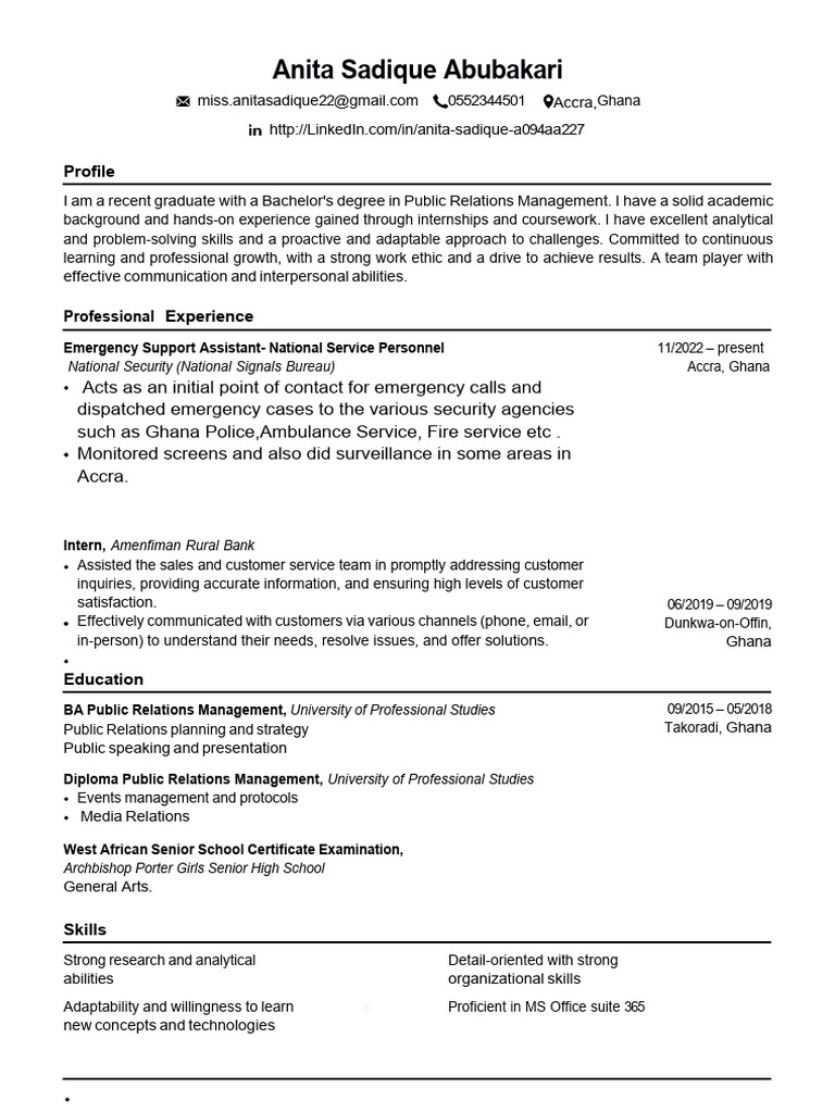 Copy1-Anita - Sadique Abubakari - Resume - 25-05-2023-18-53-57 | PDF | Computers
