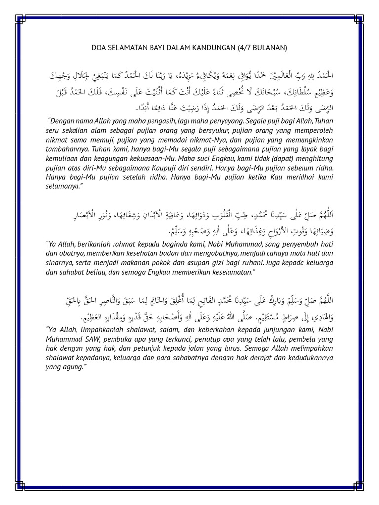 10# Doa Selamatan Bayi Dalam Kandungan (4 - 7 Bulanan) | PDF