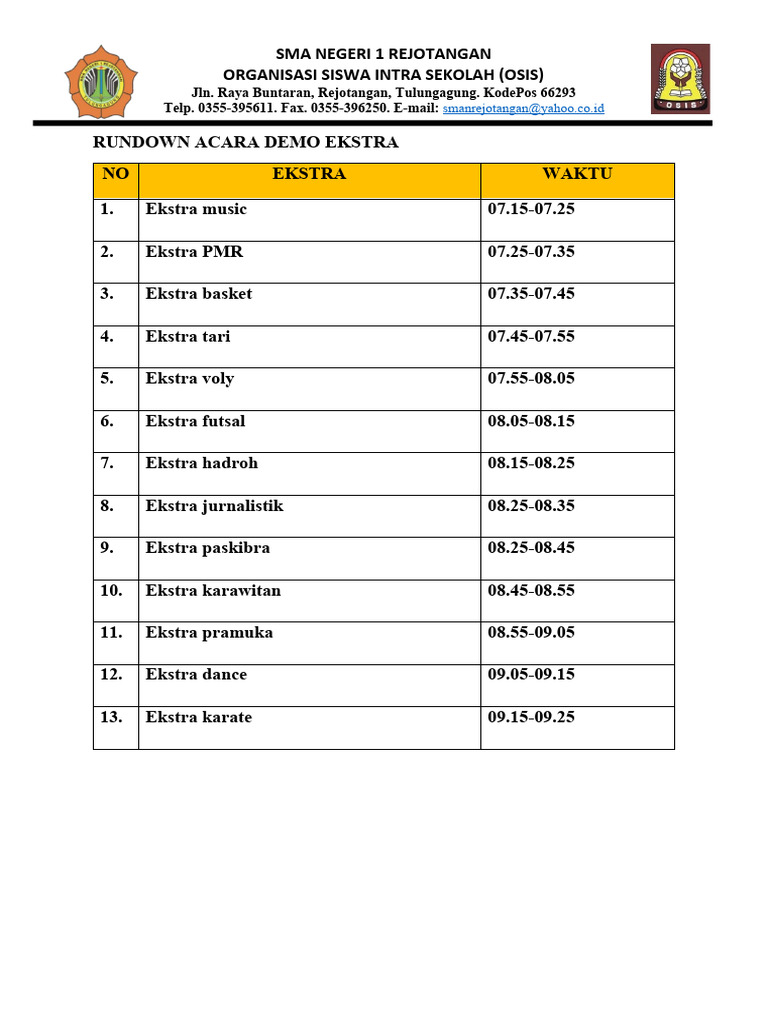 Rundown Acara Demo Ekstra | PDF