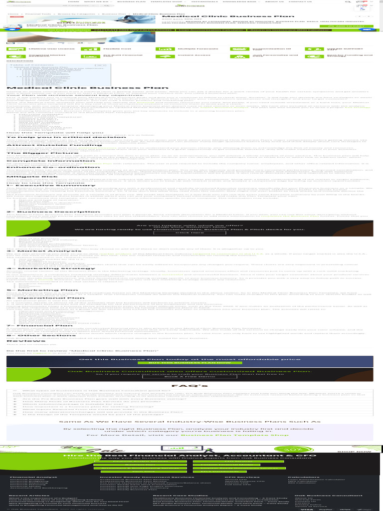 Medical Clinic Business Plan Template | PDF | Business Plan | Marketing ...
