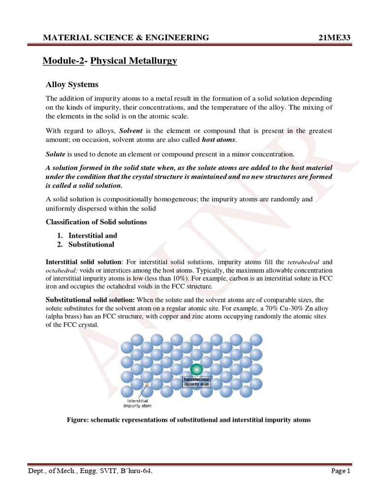 Module 2 Physical Metallurgy | PDF | Phase (Matter) | Phase Rule